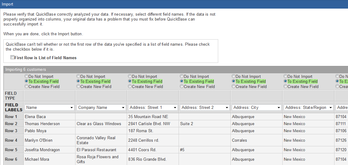 Importing Address Data Into An Address Field Quickbase Help